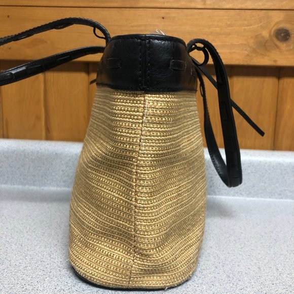 Cole Haan | Bags | Cole Haan Leather Straw Shoulder Bag | Poshmark